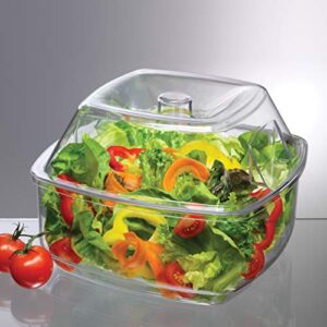 Prodyne Acrylic Flip Salad On Ice Bowl with Lid, 2pc Set, 10", Clear