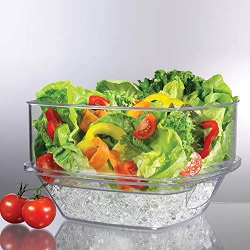 Prodyne Acrylic Flip Salad On Ice Bowl with Lid, 2pc Set, 10", Clear