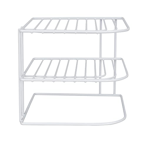 Home Basics 3-Tier Kitchen Corner Counter Shelf and Cabinet Organizer Heavy Duty Wire Shelf in White