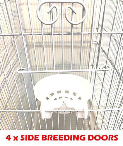 Large Roof Top Canary Parakeet Cockatiel Lovebird Finch Roof Top Bird Cage with Stand -18"x14"x62" *White*