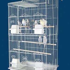 Large Roof Top Canary Parakeet Cockatiel Lovebird Finch Roof Top Bird Cage with Stand -18"x14"x62" *White*