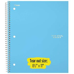 Five Star Spiral Notebooks, 1 Subject, College Ruled Paper, 100 Sheets, 11 x 8-1/2 inches, Assorted Colors, 6 Pack (38057)