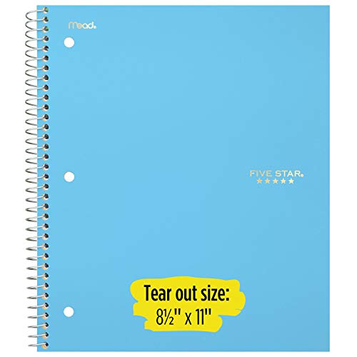 Five Star Spiral Notebooks, 1 Subject, College Ruled Paper, 100 Sheets, 11 x 8-1/2 inches, Assorted Colors, 6 Pack (38057)