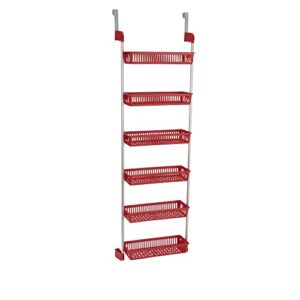 Household Essentials 6-Tier Basket Over-The-Door Organizer, Red