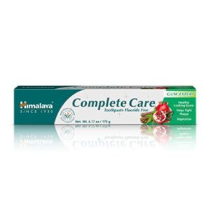 himalaya complete care toothpaste, fluoride free to reduce plaque and brighten teeth, 6.17 oz