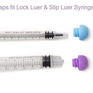 DryFur Syringe Caps for Pets fit Slip leur and Lock luer Blue (100 caps)