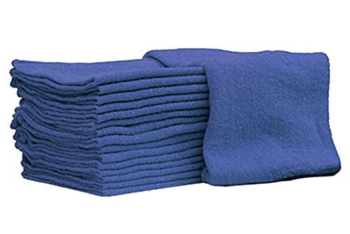 Nabob Wipers Auto Mechanic Shop Towels 25 Pack Shop Rags 100% Cotton Size 14"x14" Commercial Grade (25 Pack, Blue)