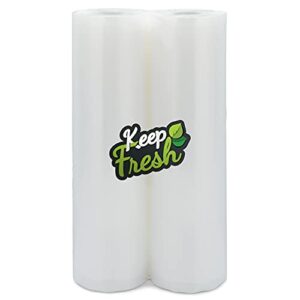 keep fresh food vacuum sealer rolls (11" x 50', 2 rolls), 3.5mil food storage bags for sous vide and freezer storage (100 feet)