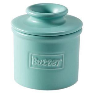 butter bell - the original butter bell crock by l tremain, a countertop french ceramic butter dish keeper for spreadable butter, café matte collection, aqua