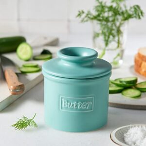 Butter Bell - The Original Butter Bell crock by L Tremain, a Countertop French Ceramic Butter Dish Keeper for Spreadable Butter, Café Matte Collection, Aqua