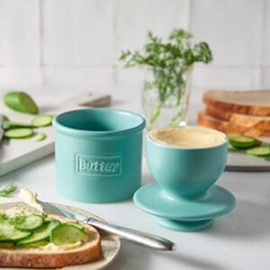 Butter Bell - The Original Butter Bell crock by L Tremain, a Countertop French Ceramic Butter Dish Keeper for Spreadable Butter, Café Matte Collection, Aqua