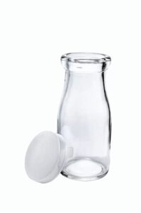 old fashioned heavy glass half pint milk bottle, decanter cream server. with lid (1 pack)