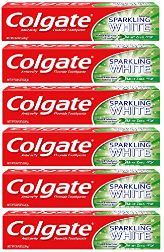 Colgate Sparkling White Whitening Toothpaste, Mint - 8 ounce (6 Pack)