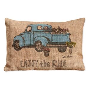 country house collection primitive burlap jute 12" x 8" throw pillow (enjoy the ride)