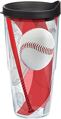 Tervis Baseballs Red & Mitt Background Made in USA Double Walled Insulated Tumbler Travel Cup Keeps Drinks Cold & Hot, 24oz, Classic