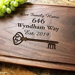 Straga Personalized Cutting Boards | Handmade Wood Engraved Charcuterie | Custom Housewarming, Home Purchase Gift for Homeowners, Rest Estate Agents (First Home Design No.302)