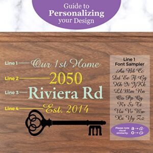 Straga Personalized Cutting Boards | Handmade Wood Engraved Charcuterie | Custom Housewarming, Home Purchase Gift for Homeowners, Rest Estate Agents (First Home Design No.302)