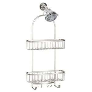 interdesign york extra large shower caddy - bathroom storage shelves for shampoo, conditioner and soap, satin