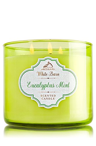 Bath & Body Works White Barn 3 Wick Candle Eucalyptus Mint 14.5 oz