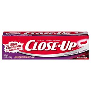 close-up anti-cavity fluoride toothpaste freshening gel with ultra cinnamon flavor blast, 4.0 oz, 2-pack