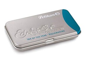 pelikan fine writing edelstein ink cartridges for fountain pens, aquamarine, 1.4ml, pack of 6 (300100)