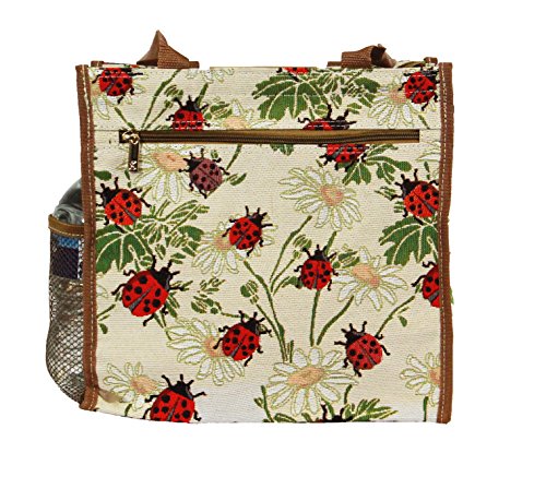 Signare Tapestry Shoulder Bag Shopping Bag for Women with Ladybird Design (SHOP-LDBD)