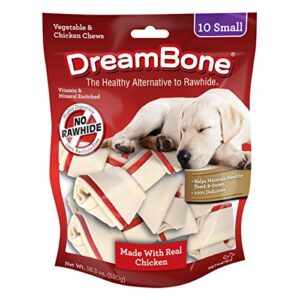 dreambone vegetable & chicken dog chews, rawhide free, small, 10-count (dbc-02029)