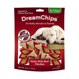 dreambone dreamchips, rawhide free dog chews made with real chicken and vegetables, 24 count