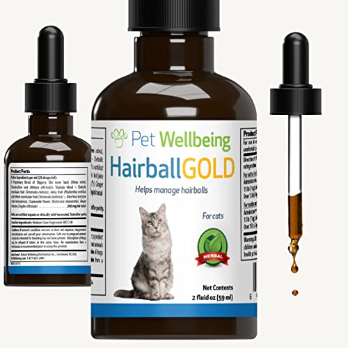 Pet Wellbeing Hairball Gold for Cats - Vet-Formulated - for Easy Passage of Hairballs Through Digestive Tract - All-Natural Lubrication, No Mineral Oil - 2 oz (59 ml)