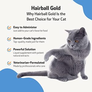 Pet Wellbeing Hairball Gold for Cats - Vet-Formulated - for Easy Passage of Hairballs Through Digestive Tract - All-Natural Lubrication, No Mineral Oil - 2 oz (59 ml)