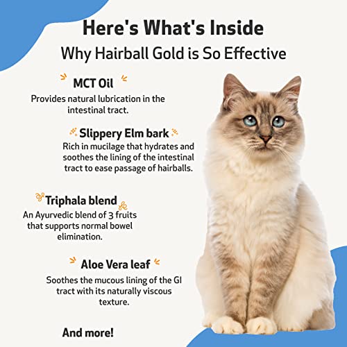 Pet Wellbeing Hairball Gold for Cats - Vet-Formulated - for Easy Passage of Hairballs Through Digestive Tract - All-Natural Lubrication, No Mineral Oil - 2 oz (59 ml)