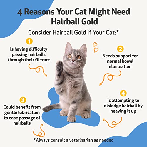 Pet Wellbeing Hairball Gold for Cats - Vet-Formulated - for Easy Passage of Hairballs Through Digestive Tract - All-Natural Lubrication, No Mineral Oil - 2 oz (59 ml)