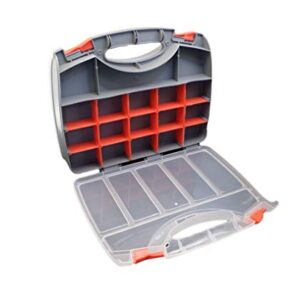 Deluxe Double Sided Storage Organizer Carrying Case with 36 Compartments - Used as a Tacklebox/Tool box/Craft Sorter. Holds Fasteners/Screws/Fishing/Tackle/Tools/Crafts/Beads/Electronics/Components