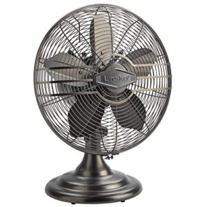 lasko oscillating table top fan, portable, 3 quiet speeds, for bedroom, kitchen and office, 17", bronze, r12210