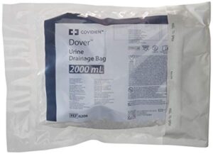 covidien 6206 dover urine drainage bag with needle sampling, anti-reflux chamber drain port poly bag, 2000 ml capacity (pack of 20)