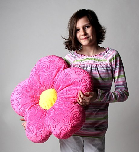 Adorable 15" Minky Flower Pink Throw Pillow