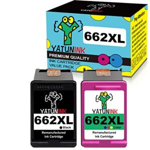 yatunink remanufactured ink cartridge replacement for hp 662xl hp 662 ink cartridges black and color combo pack show ink level for deskjet 1015 1515 1516 2515 2516 deskjet 4645 4666 printer ink(2pack)