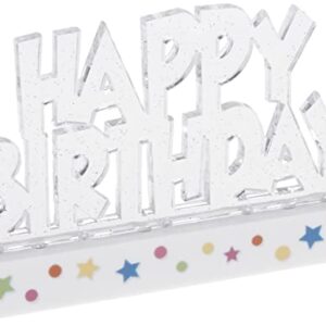 Unique Flashing Happy Birthday Cake Decoration, 4.5" x 3.5", Multicolor