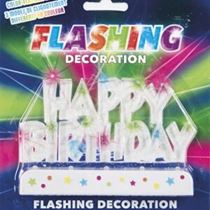 Unique Flashing Happy Birthday Cake Decoration, 4.5" x 3.5", Multicolor