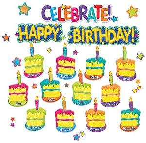 eureka's 'celebrate' and 'happy birthday' bulletin board and classroom decoration set, 6.5''x0.1''x26'', 45 pc