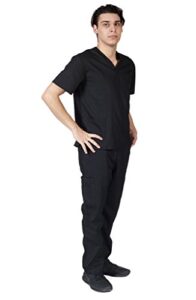 m&m scrubs men scrub set medical scrub top and pants l black