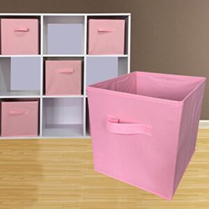 Sodynee Foldable Cloth Storage Cube Basket Bins Organizer Containers Drawers, 6 Pack, Pink