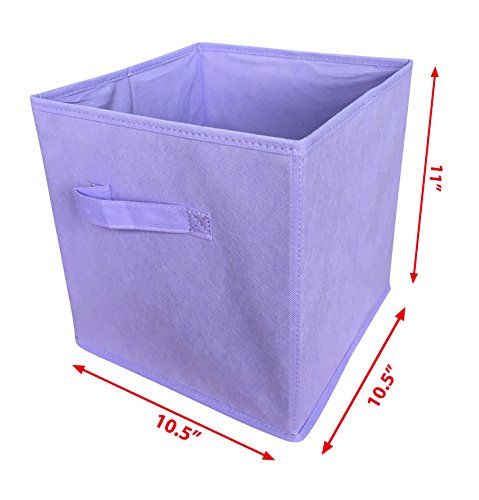 Sodynee Foldable Cloth Storage Cube Basket Bins Organizer Containers Drawers, 6 Pack, Light Purple