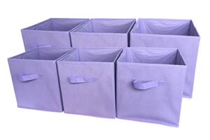 sodynee foldable cloth storage cube basket bins organizer containers drawers, 6 pack, light purple