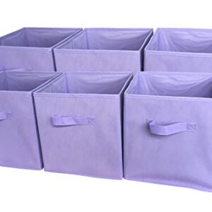 Sodynee Foldable Cloth Storage Cube Basket Bins Organizer Containers Drawers, 6 Pack, Light Purple