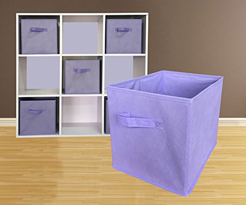 Sodynee Foldable Cloth Storage Cube Basket Bins Organizer Containers Drawers, 6 Pack, Light Purple