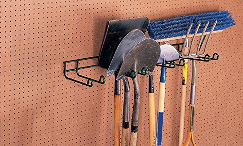 Heavy Duty Four Place Tool Hanger, Garage Wall Mount, Shovels, Rakes, Brooms, Lawn Equipment, and More