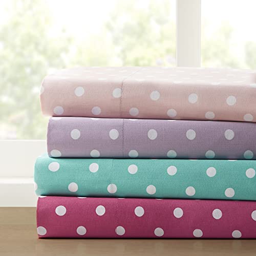 Mi Zone 100% Cotton Percale Ultra Soft Sheet Set, Twin, Pink Polka Dot