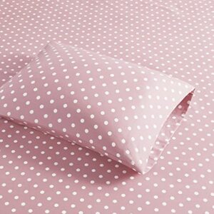 Mi Zone 100% Cotton Percale Ultra Soft Sheet Set, Twin, Pink Polka Dot