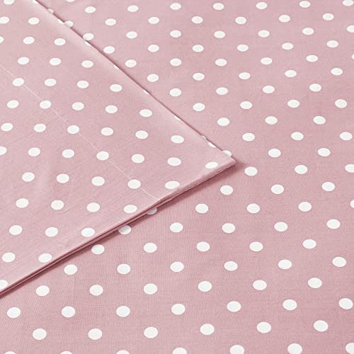 Mi Zone 100% Cotton Percale Ultra Soft Sheet Set, Twin, Pink Polka Dot